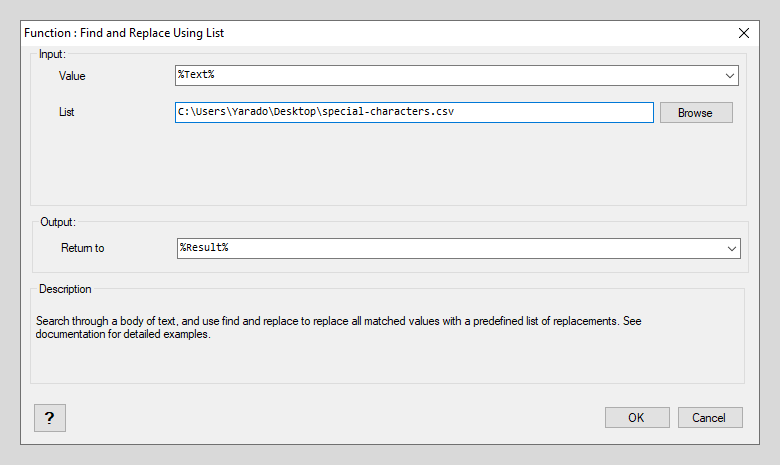 Find And Replace Using List Yarado Documentation